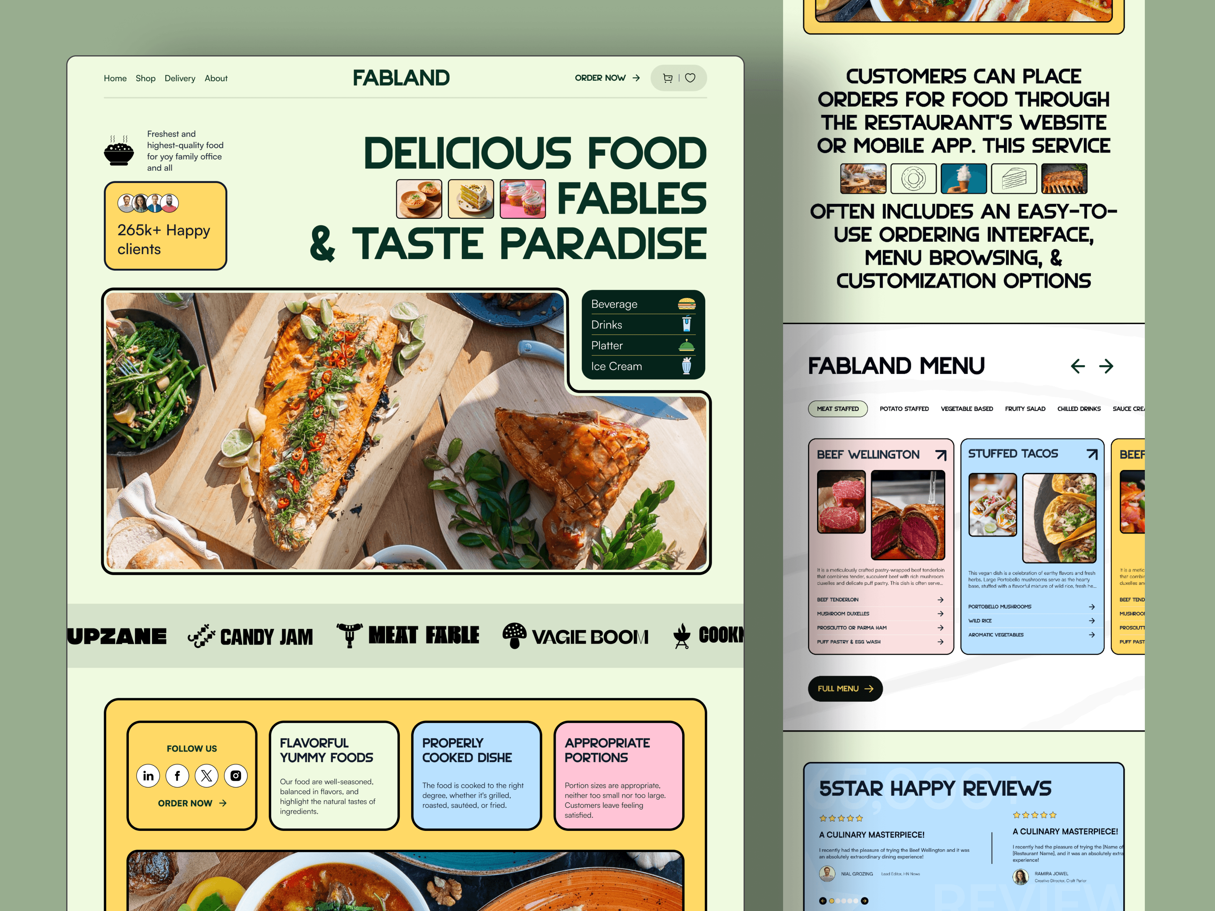 Fabland - Restaurant Website UI Design - Ulti